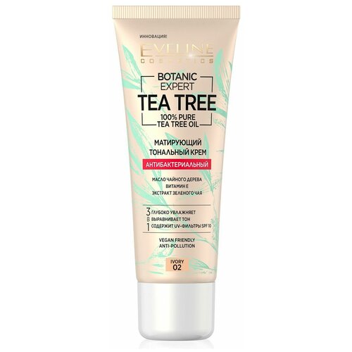 Eveline Cosmetics Тональный крем Botanic Expert Tea Tree, SPF 10, 30 мл/30 г, оттенок: 02 ivory, 1 шт.