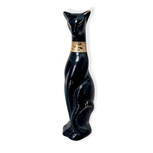 Статуэтка фарфоровая кошка Грация 21 см VITtovar , черная