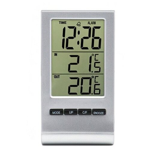 Часы электронные настольные с метеостанцией, календарём и будильником, 5.7 х 10.6 см