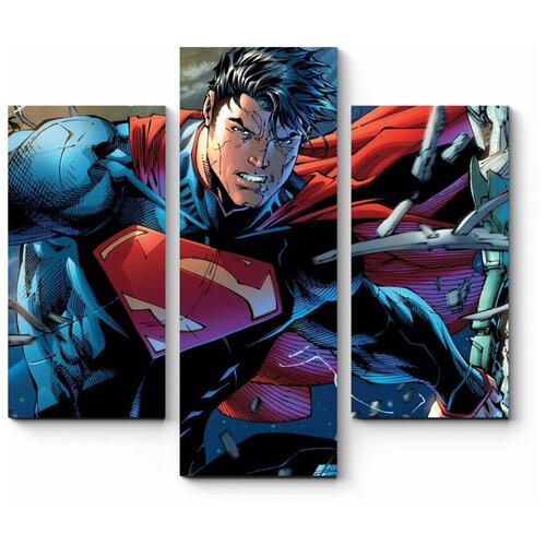 Модульная картина Супермен, разбивающий стену 60x54