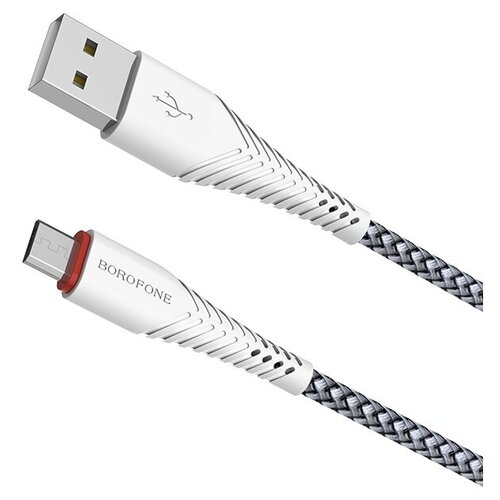 Кабель USB - микро USB Borofone BX25 Powerful, 1.0м, круглый, 2.4A, нейлон, цвет: белый