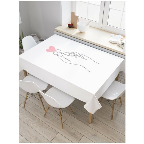 Прямоугольная водоотталкивающая тканевая скатерть на стол JoyArty с рисунком "Знак любви" 145 на 180 см
