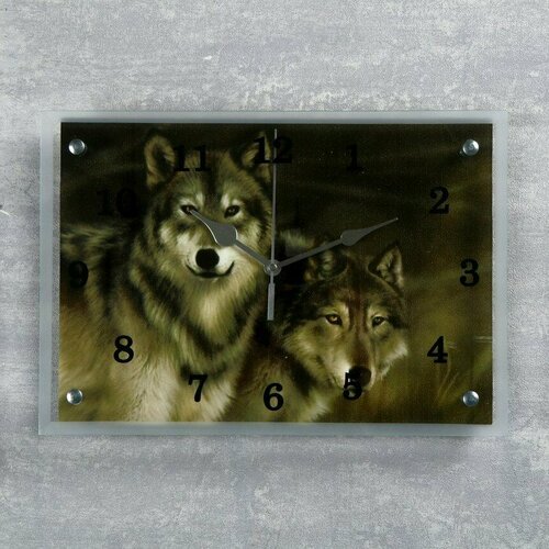 Часы настенные, серия: Животный мир, "Волки" 25х35 см (комплект из 2 шт)