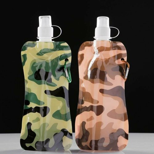 Бутылка-фляжка для воды - Камуфляж, 400 мл, 26 х 12 см, 1 шт.