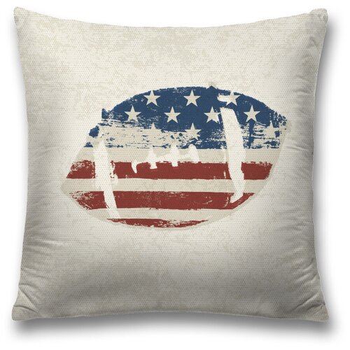 Наволочка декоративная на молнии, чехол на подушку JoyArty "Мяч с американским флагом" 45х45 см