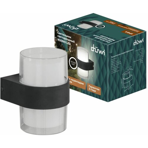 Светильник светодиодный накладной duwi NUOVO LED, 6Вт, 4200К, 360Лм, IP54, пластик, черный, 24779 5