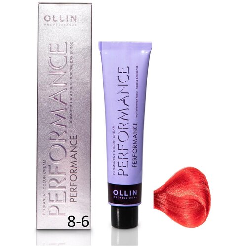 OLLIN Professional Performance перманентная крем-краска для волос, 8/6 светло-русый красный, 60 мл