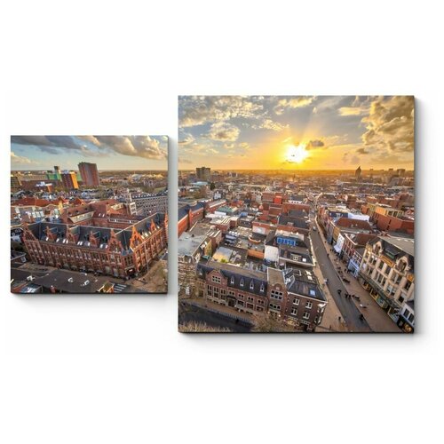 Модульная картина Чарующий Амстердам на закате. 60x36