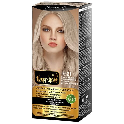Белита-М Hair Happiness крем-краска для волос, 10.21 очень светлый перламутровый блондин, 90 мл