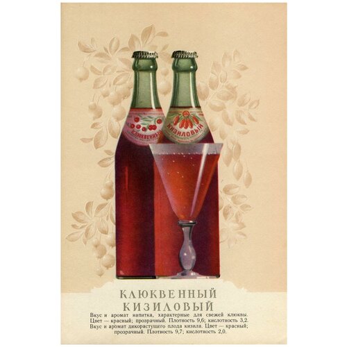 Постер / Плакат / Картина Советские постеры - Клюквенный и кизиловый напиток 50х70 см в подарочном тубусе