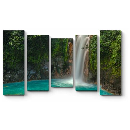 Модульная картина Лазурь вод затерянного водопада, Коста Рика130x78