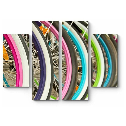 Модульная картина Яркие колеса велосипедов140x105