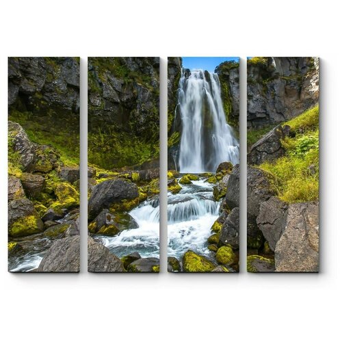 Модульная картина Горный водопад 90x68