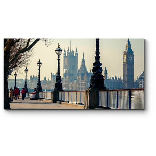 Модульная картина На набережной Темзы, Лондон 170x85