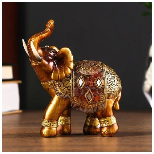 Сувенир полистоун "Африканский слон в золотой, ажурной попоне" микс 12х11х4,7 см