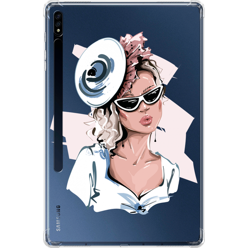 Противоударный силиконовый чехол для планшета Samsung Galaxy Tab S7 Plus/S8 Plus 12.4 Дама в шляпке
