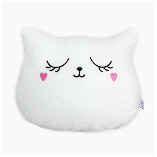 Подушка декоративная Этель «Кошка», цвет белый, 48х38см, велюр, 100% полиэстер