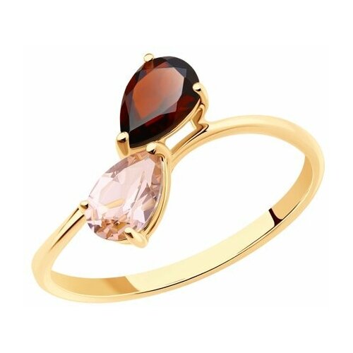 Кольцо Diamant online, золото, 585 проба, морганит, родолит, размер 16.5