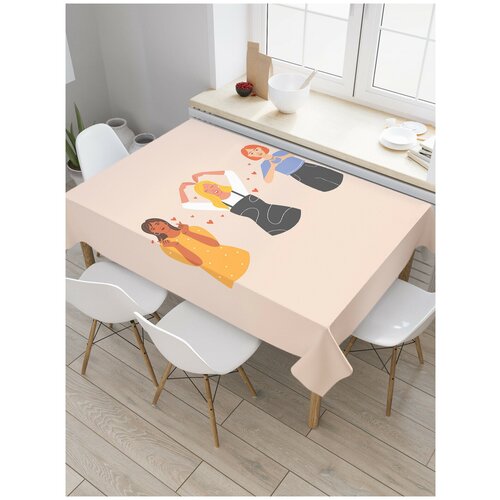 Прямоугольная водоотталкивающая скатерть на стол JoyArty с рисунком "Признание в любви" 120 на 145 см