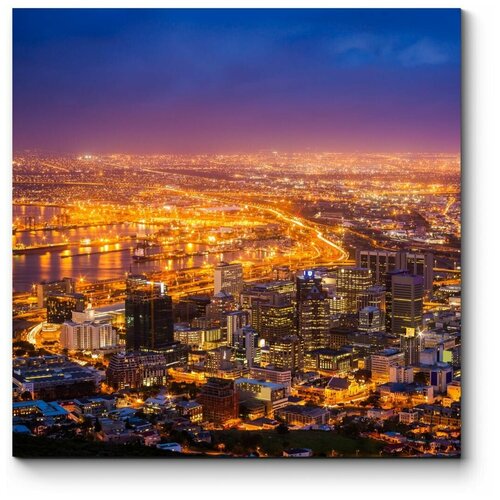 Модульная картина Ночные огни Кейптауна 90x90
