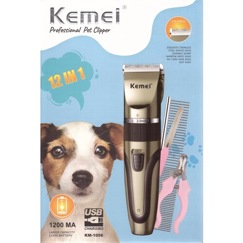 Мощная беспроводная машинка для стрижки волос животных, аккумуляторная машинка для стрижки волос Kemei KM-1056