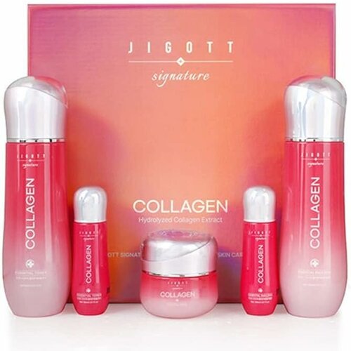 Набор c коллагеном для ухода за кожей Jigott Signature Collagen Essential Skin Care 3set