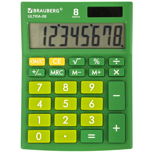 Калькулятор настольный BRAUBERG ULTRA-08, зеленый, 2 шт.