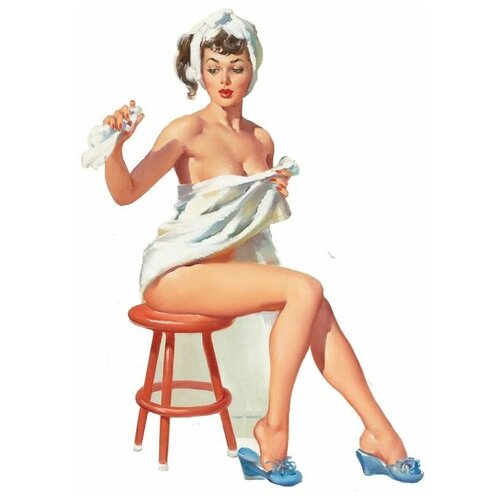 Постер Девушка в полотенце на стуле 50см. x 69см.