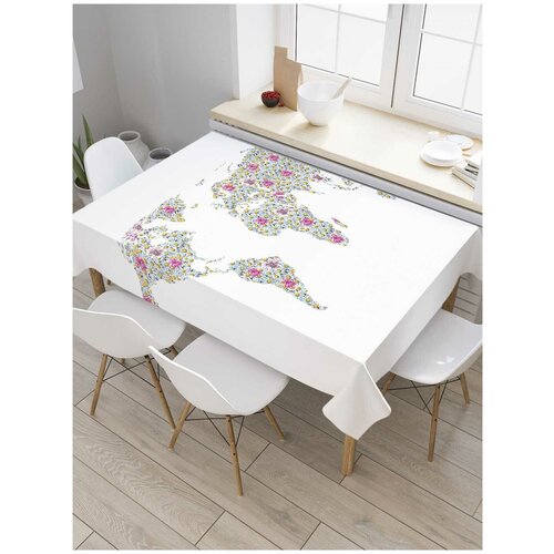 Скатерть прямоугольная JoyArty на кухонный стол "Цветочная карта" из оксфорда, 120x145 см