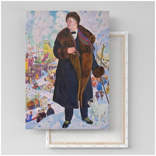 Картина на холсте с подрамником / Кустодиев Борис Михайлович - Портрет Шаляпина, 1922