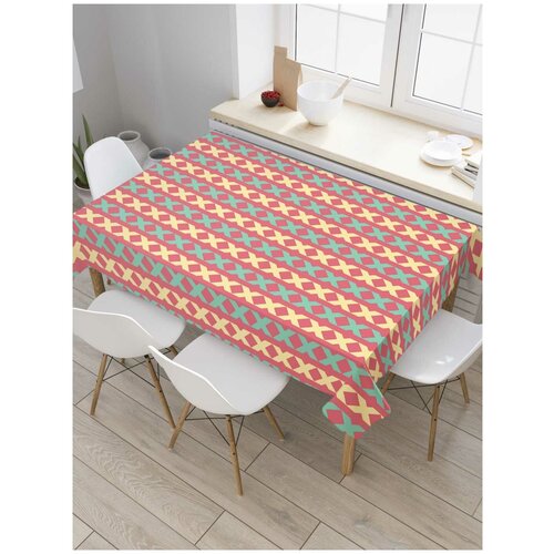 Скатерть прямоугольная JoyArty на кухонный стол "Крестики-ромбики" из оксфорда, 180x145 см