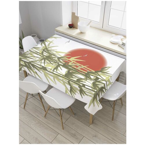 Скатерть прямоугольная JoyArty на кухонный стол "Птицы на закате" из оксфорда, 180x145 см