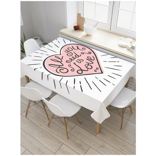 Скатерть прямоугольная JoyArty на кухонный стол "Все, что нужно - это любовь" из оксфорда, 180x145 см