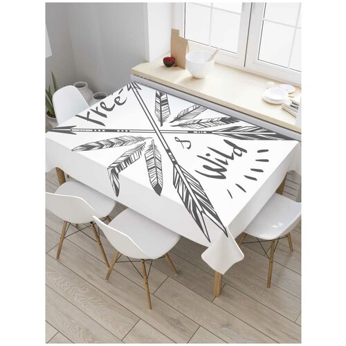 Скатерть прямоугольная JoyArty на кухонный стол "Свободные и дикие" из оксфорда, 180x145 см