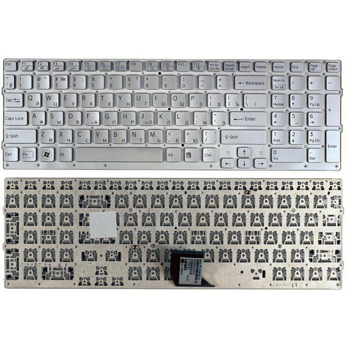 Клавиатура для ноутбука Sony Vaio VPCCB3S1R серебристая без рамки