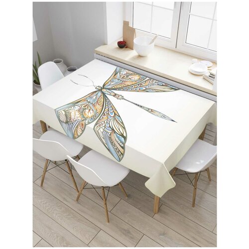 Скатерть прямоугольная JoyArty на кухонный стол "Узорчатая стрекоза" из оксфорда, 180x145 см