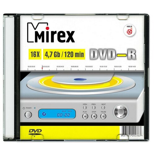 Носители информации DVD-R, 16x, Mirex, Slim/1, UL130003A1S