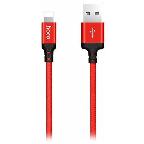 Кабель USB iPhone Lightning Hoco X14 (1 м.) <черно-красный>