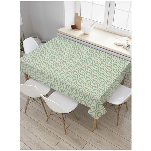 Скатерть прямоугольная JoyArty на кухонный стол "Волны с завитками" из оксфорда, 120x145 см