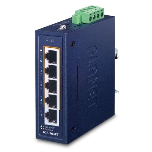Промышленный PoE коммутатор PLANET ISW-514PTF 4-портовый 10 / 100TX 802.3at PoE + плюс 1-портовый коммутатор 100FX Ethernet