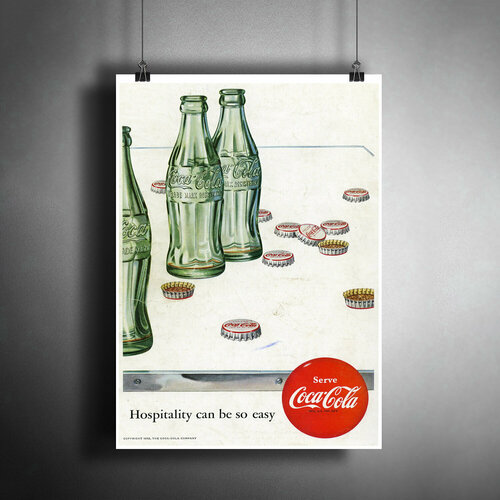 Постер плакат для интерьера "Винтажный постер: напиток Coca-Cola (Кока-Кола)" / A3 (297 x 420 мм)