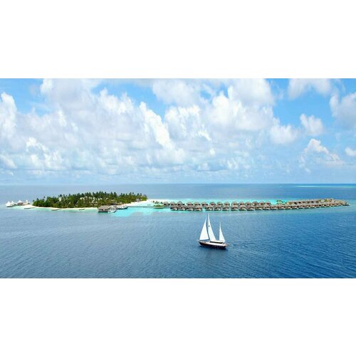 Картина на холсте 60x110 Альянс Лес "Мальдивы остров Хураа" на подрамнике / интерьер/ декор