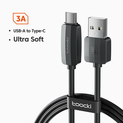 USB-Type-C Toocki 3A силиконовый кабель Ultra Soft для передачи данных, быстрая зарядка TXCT-QY01