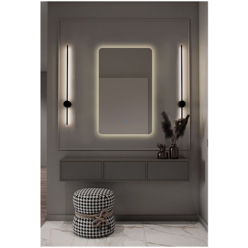 Зеркало для ванной Prisma 50*70 прямоугольное вертикальное "парящее" с тёплой LED-подсветкой