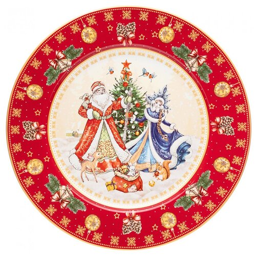 Lefard Тарелка обеденная Дед Мороз и Снегурочка 85-1716, 26 см 2 см красный/бежевый 27 см 26 см 1 шт. 27 см
