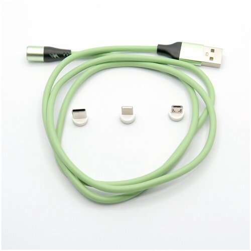 Кабель VAORLO магнитный 3 в 1 / провод для зарядки и передачи данных / шнур универсальный Lightning (iPhone, iPad) + Type-C + Micro-USB (Android)