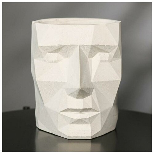 Кашпо полигональное «Голова», цвет белый, 16 * 20 см