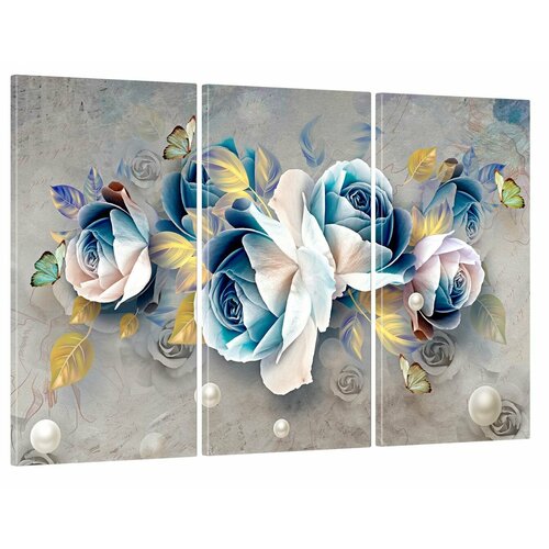 Модульная картина для интерьера на стену / "Абстракция с розами" 60x100 см MK30314