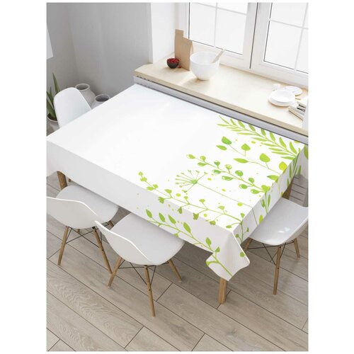 Скатерть прямоугольная JoyArty на кухонный стол "Зеленистые растения" из оксфорда, 120x145 см