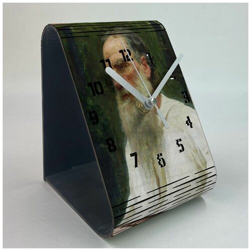 Настольные деревянные бесшумные часы цвета венге с УФ принтом Литература - 268